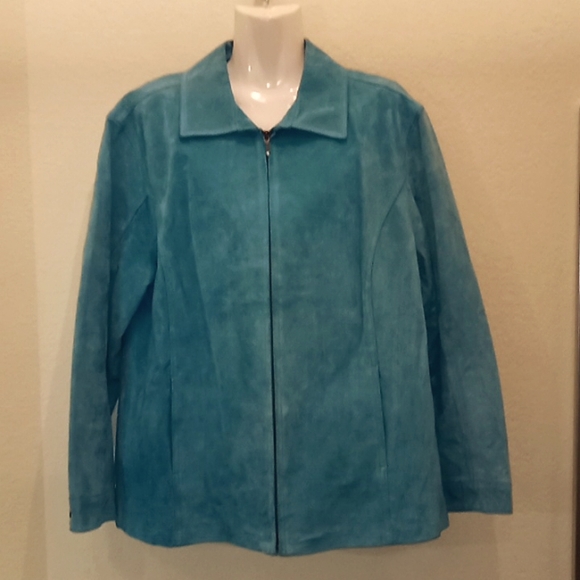 Chico's | Jackets & Coats | Chicos Turquoise Suede Jacket | Poshmark